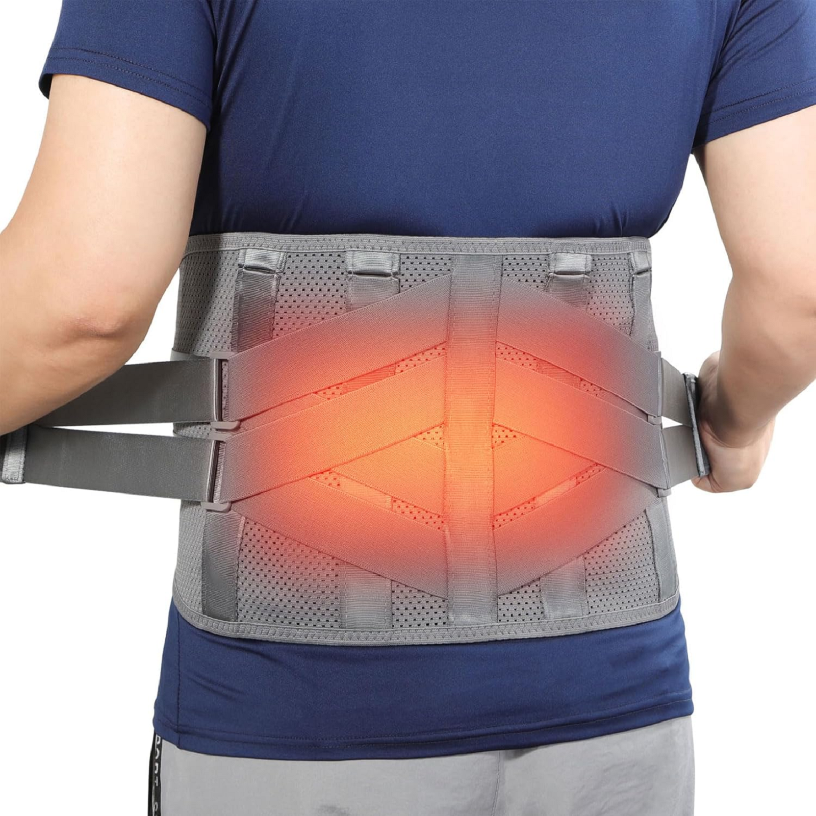 Heated Back Brace for Lower Back Pain Relief, HONGJING Compression Bac